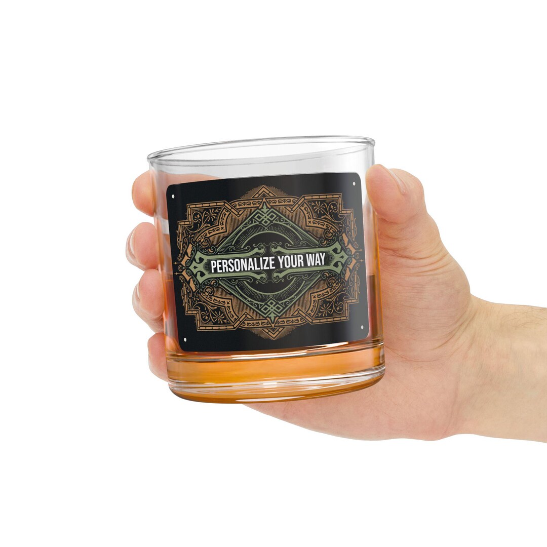Personalized Vintage Logo Rocks Glass - Unique Barware Gift, Custom ...