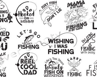 Fishing Svg - 12 Fishing Themed Designs | Fishing Svg Bundle | Fishing ...