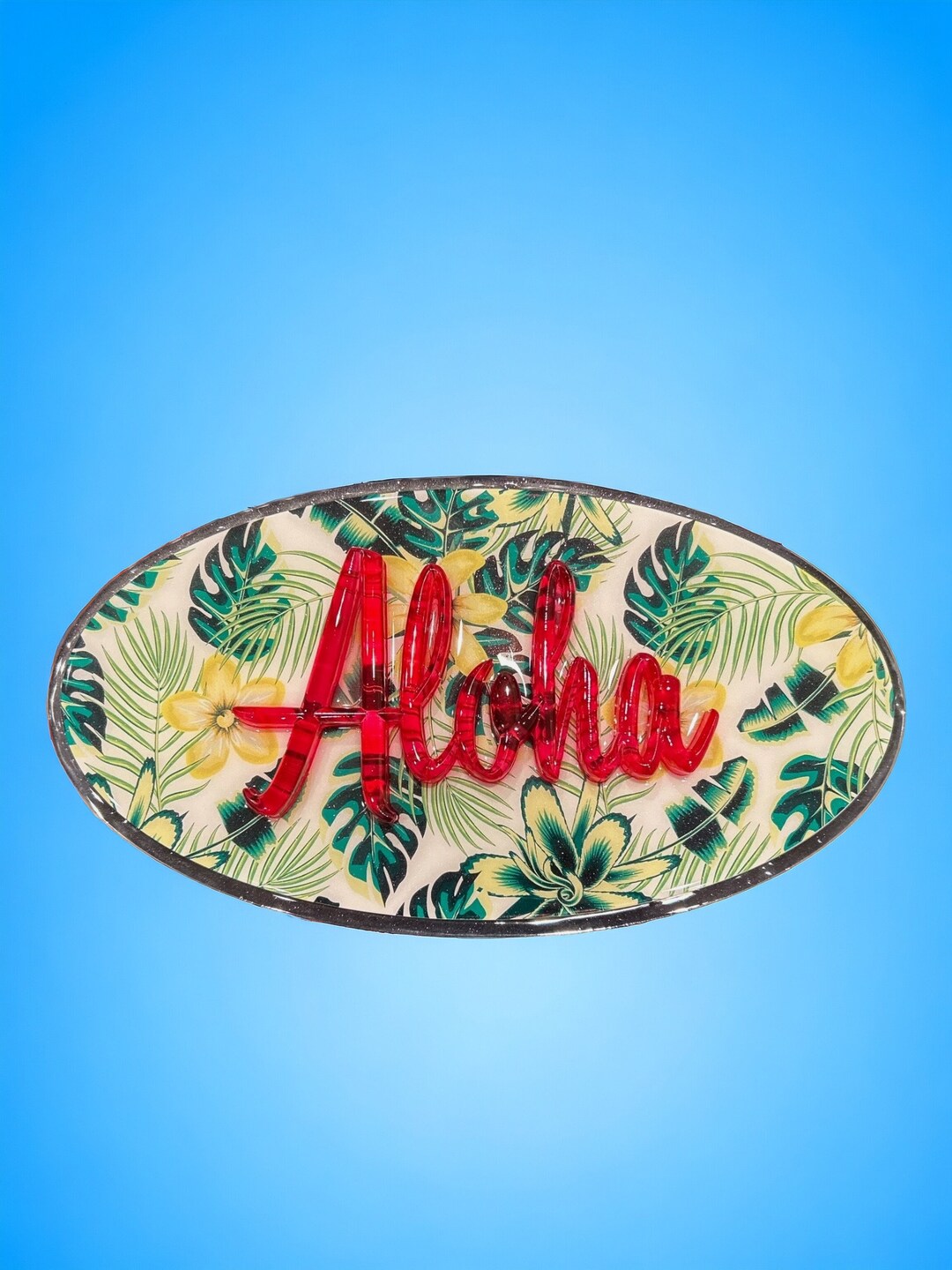 Aloha Vibes: 3D Aloha Sign/plaque With Tropical Leaf Pattern for Beachy ...