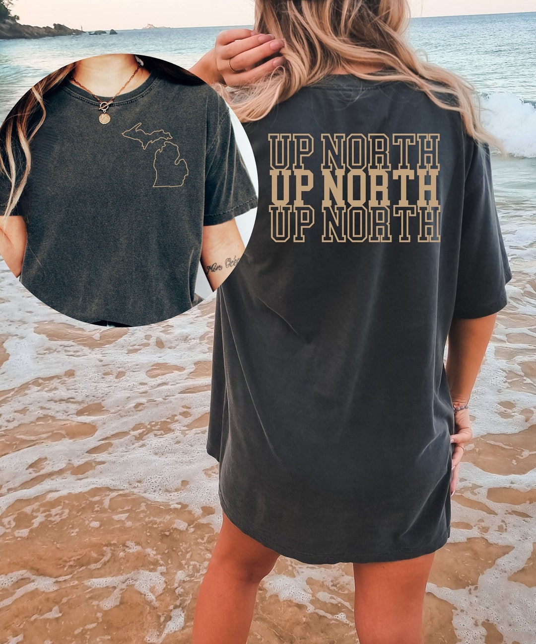 Michigan up North Comfort Colors Tee Shirt, Customizable up North Shirt ...