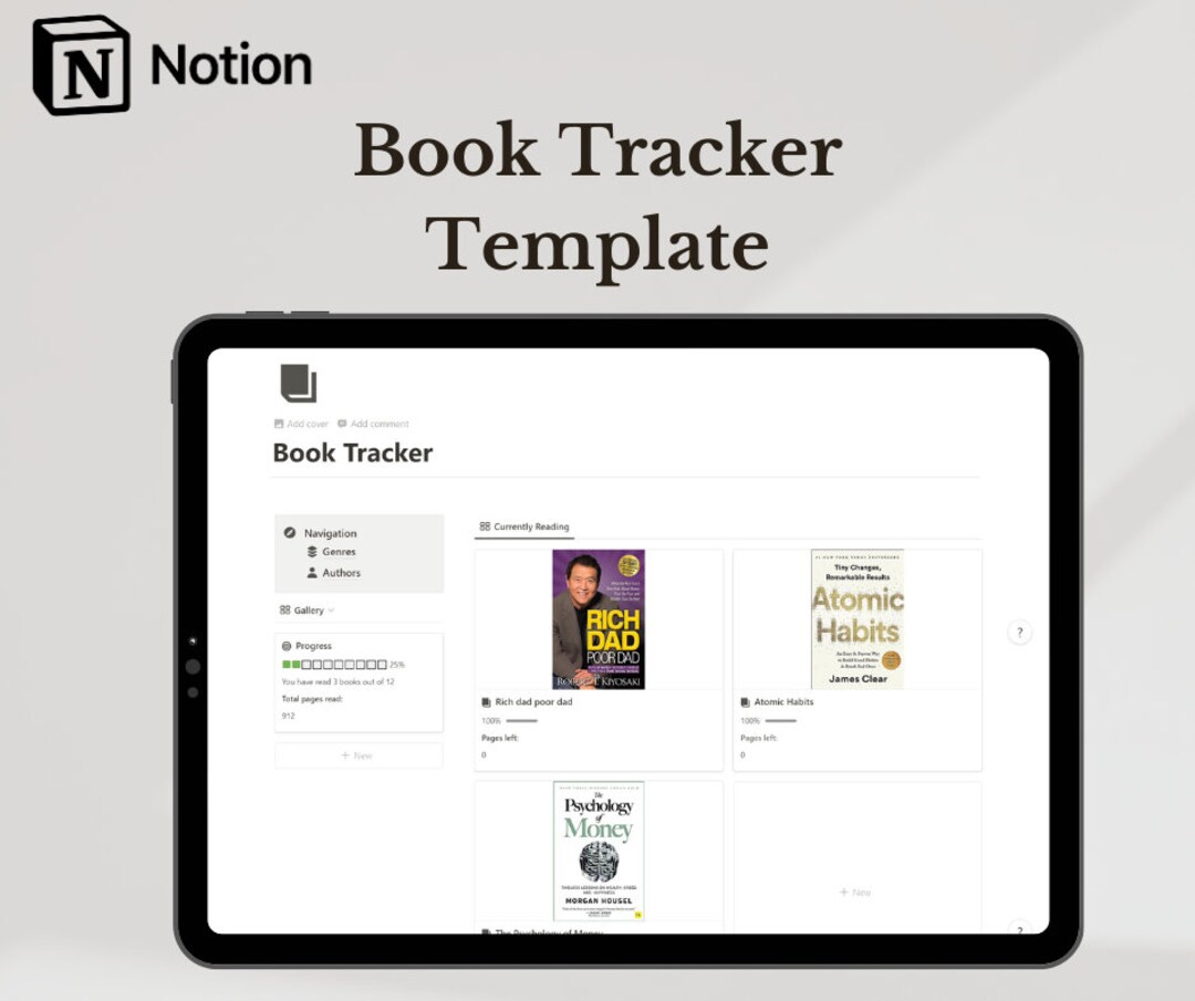 Notion Book Tracker Template Track Reading Progress Manage - Etsy Hong Kong