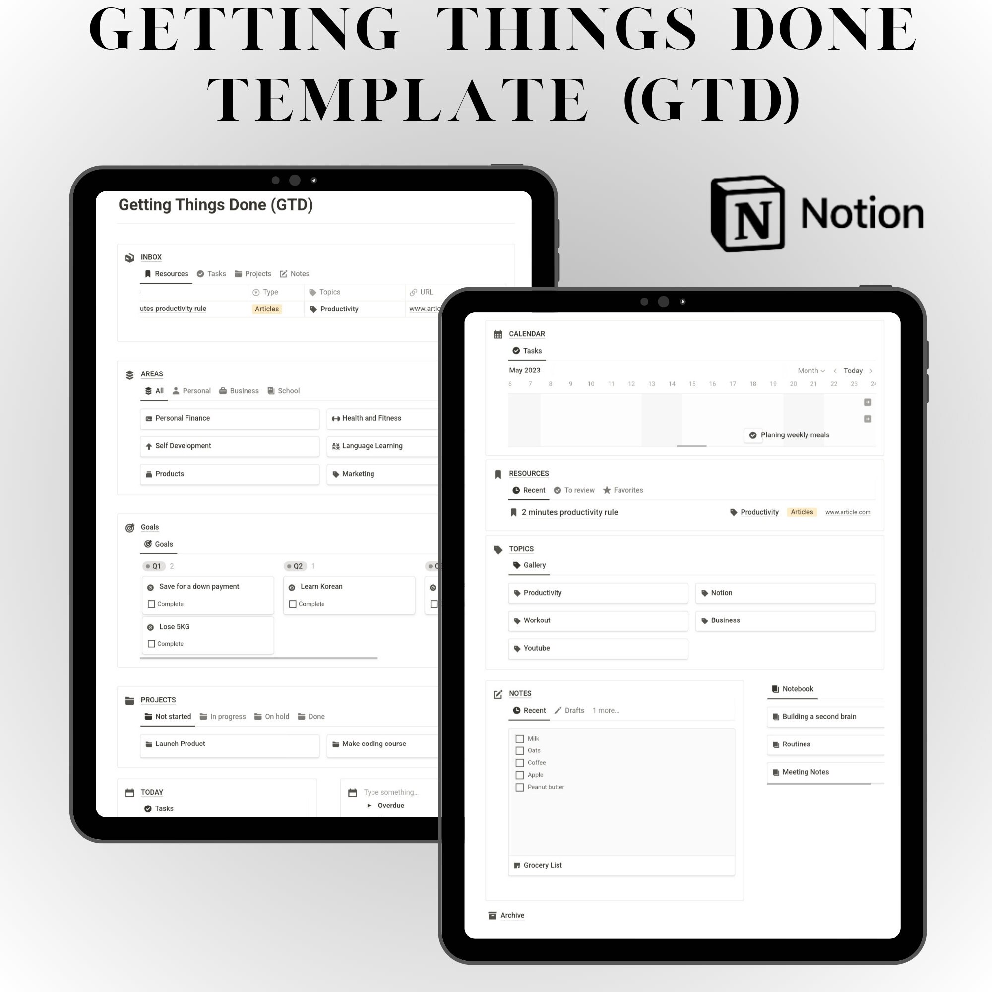 Getting Things Done GTD Notion Template Task & Project - Etsy
