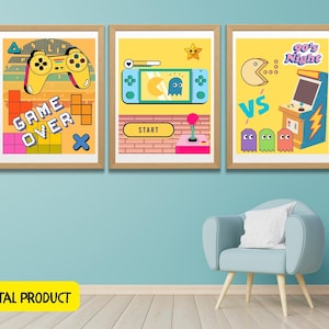 Retro Arcade Game Room Decor Printable Wall Art - Etsy