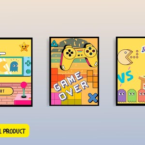 Retro Arcade Game Room Decor Printable Wall Art - Etsy