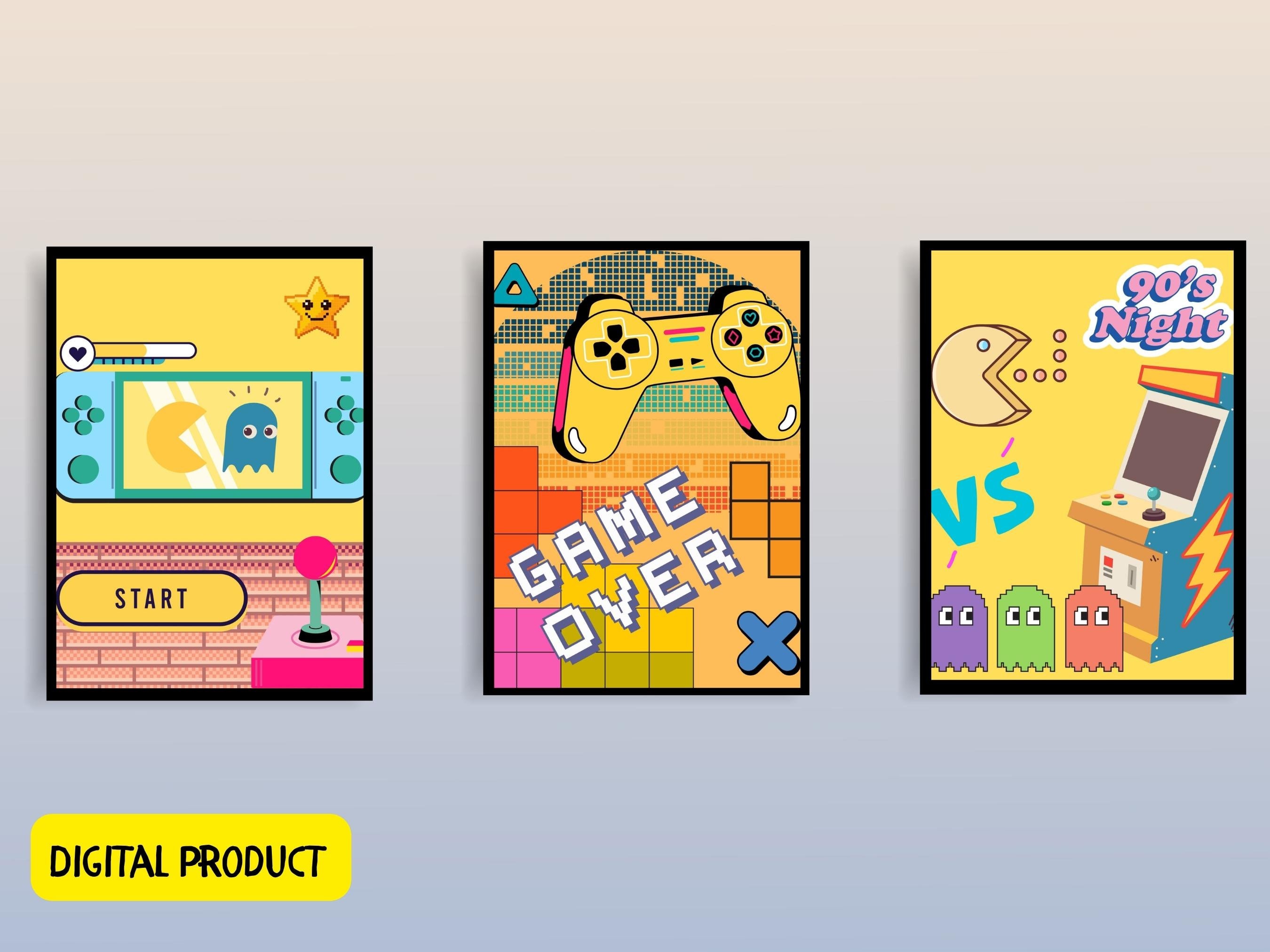 Retro Arcade Game Room Decor Printable Wall Art - Etsy