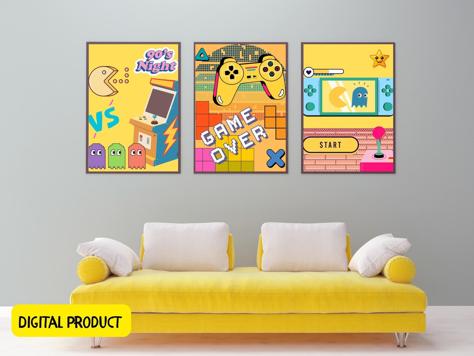 Retro Arcade Game Room Decor Printable Wall Art - Etsy