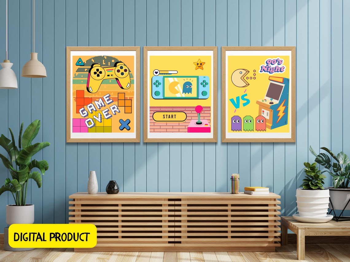 Retro Arcade Game Room Decor Printable Wall Art - Etsy
