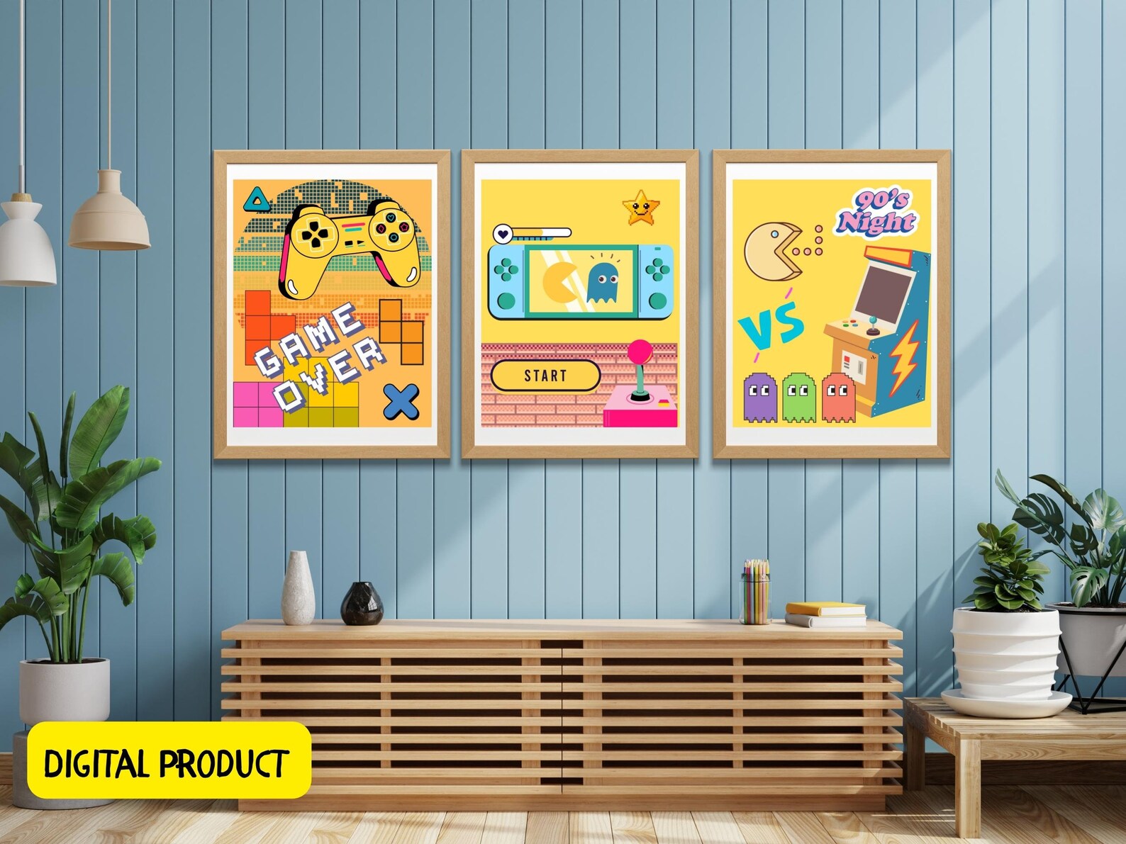 Retro Arcade Game Room Decor Printable Wall Art - Etsy