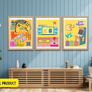 Retro Arcade Game Room Decor Printable Wall Art - Etsy