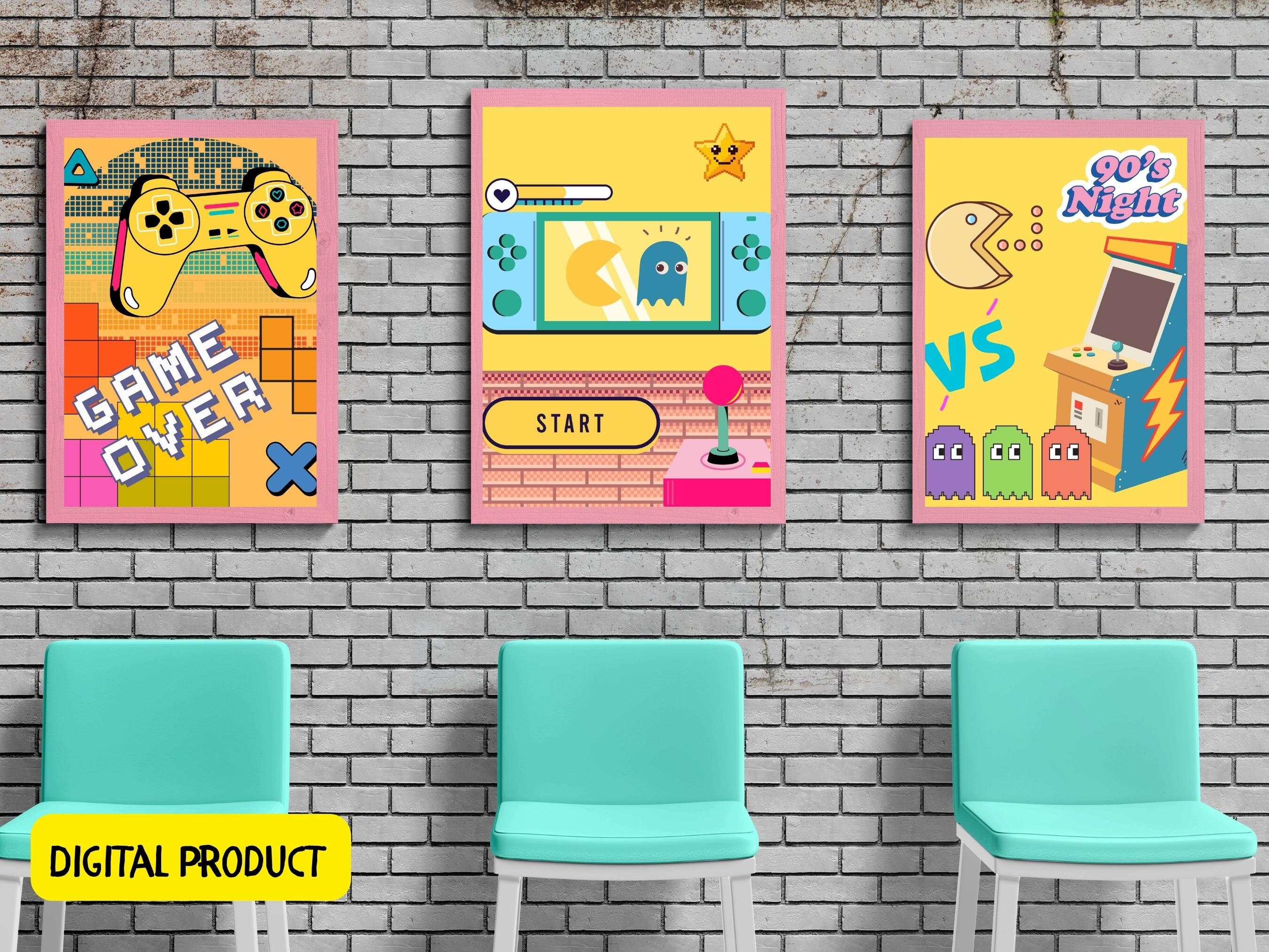 Retro Arcade Game Room Decor Printable Wall Art - Etsy