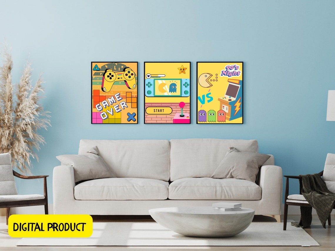 Retro Arcade Game Room Decor Printable Wall Art - Etsy