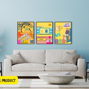 Retro Arcade Game Room Decor Printable Wall Art - Etsy