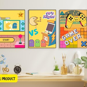 Retro Arcade Game Room Decor Printable Wall Art - Etsy