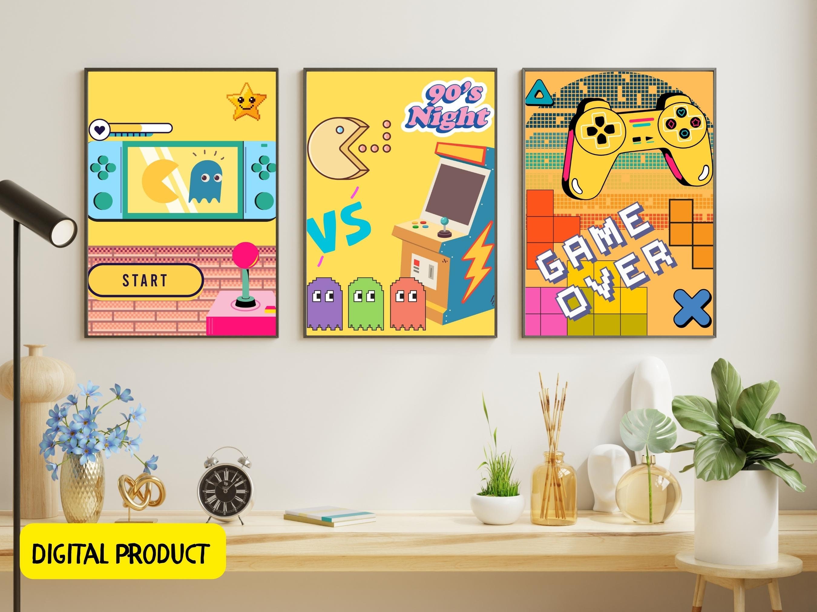 Retro Arcade Game Room Decor Printable Wall Art - Etsy