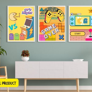 Retro Arcade Game Room Decor Printable Wall Art - Etsy