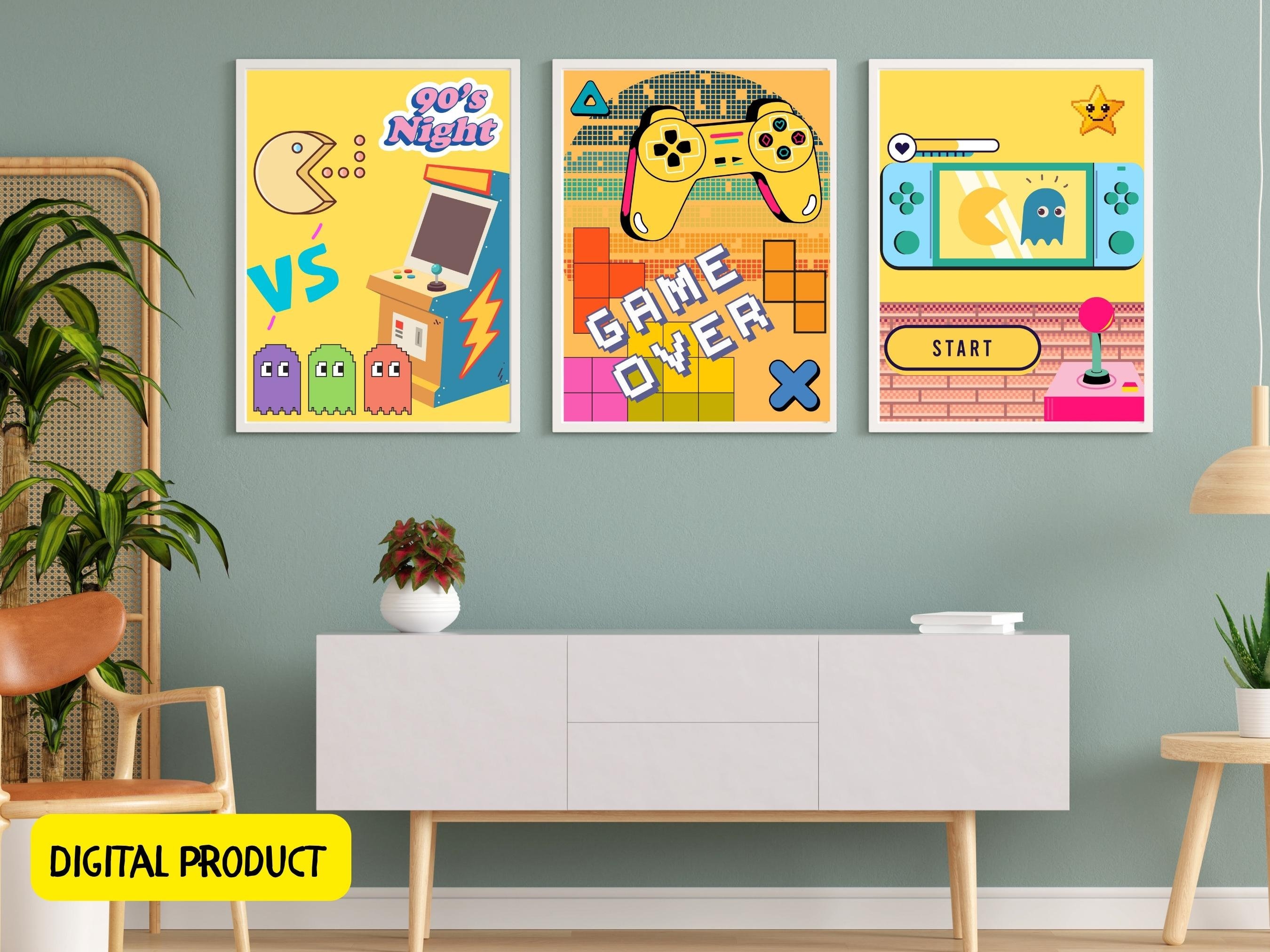 Retro Arcade Game Room Decor Printable Wall Art - Etsy