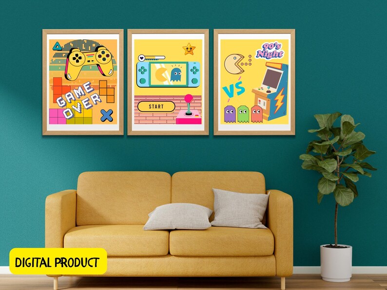 Retro Arcade Game Room Decor Printable Wall Art - Etsy