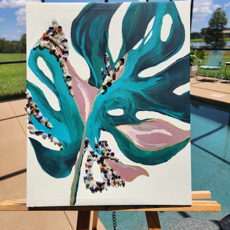 Monstera Leaf Acrylic Painting - Etsy