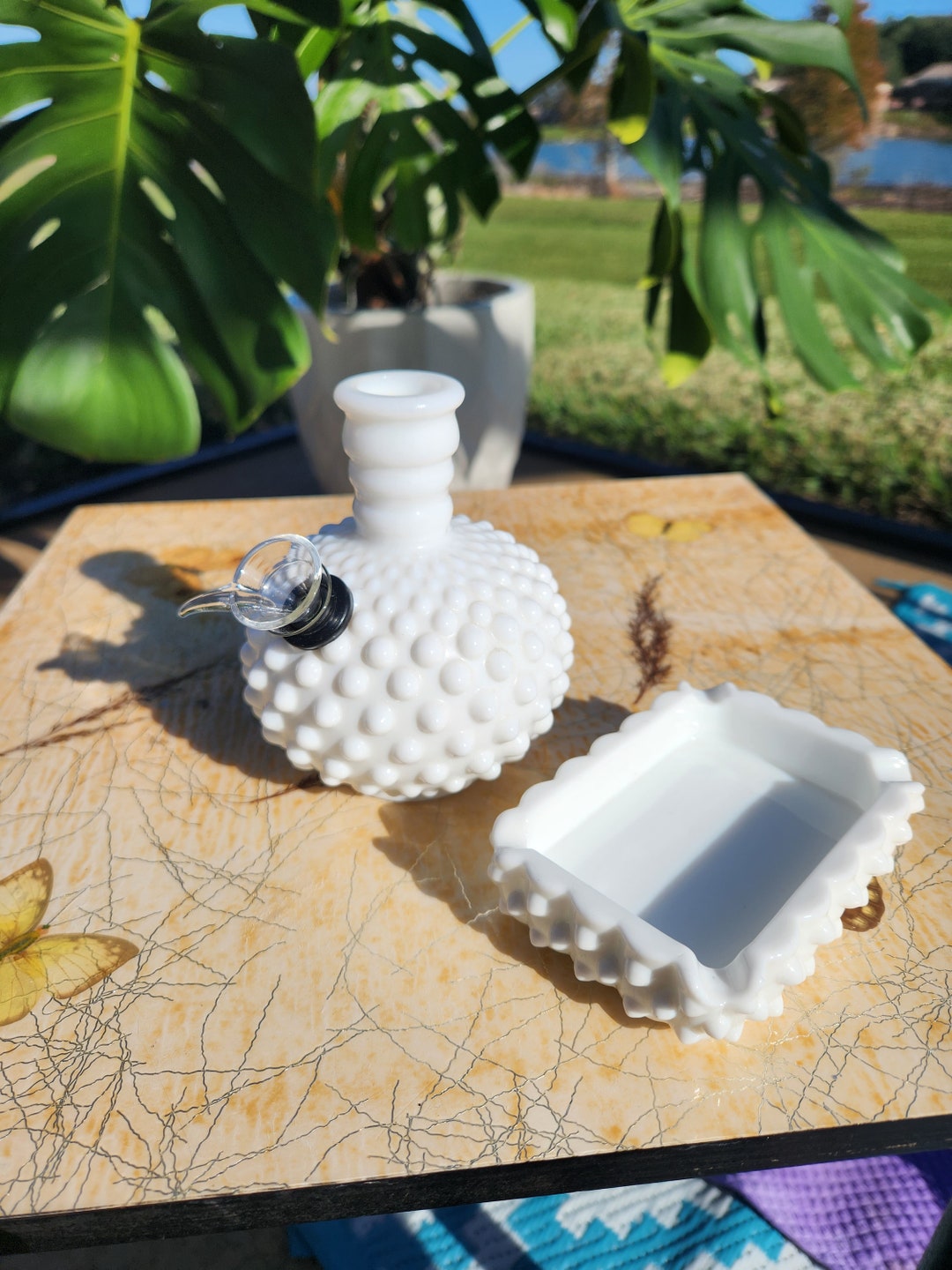 IMOGEN Vintage Repurposed Glass Upcycled Glass Antique Milk Glass Set ...