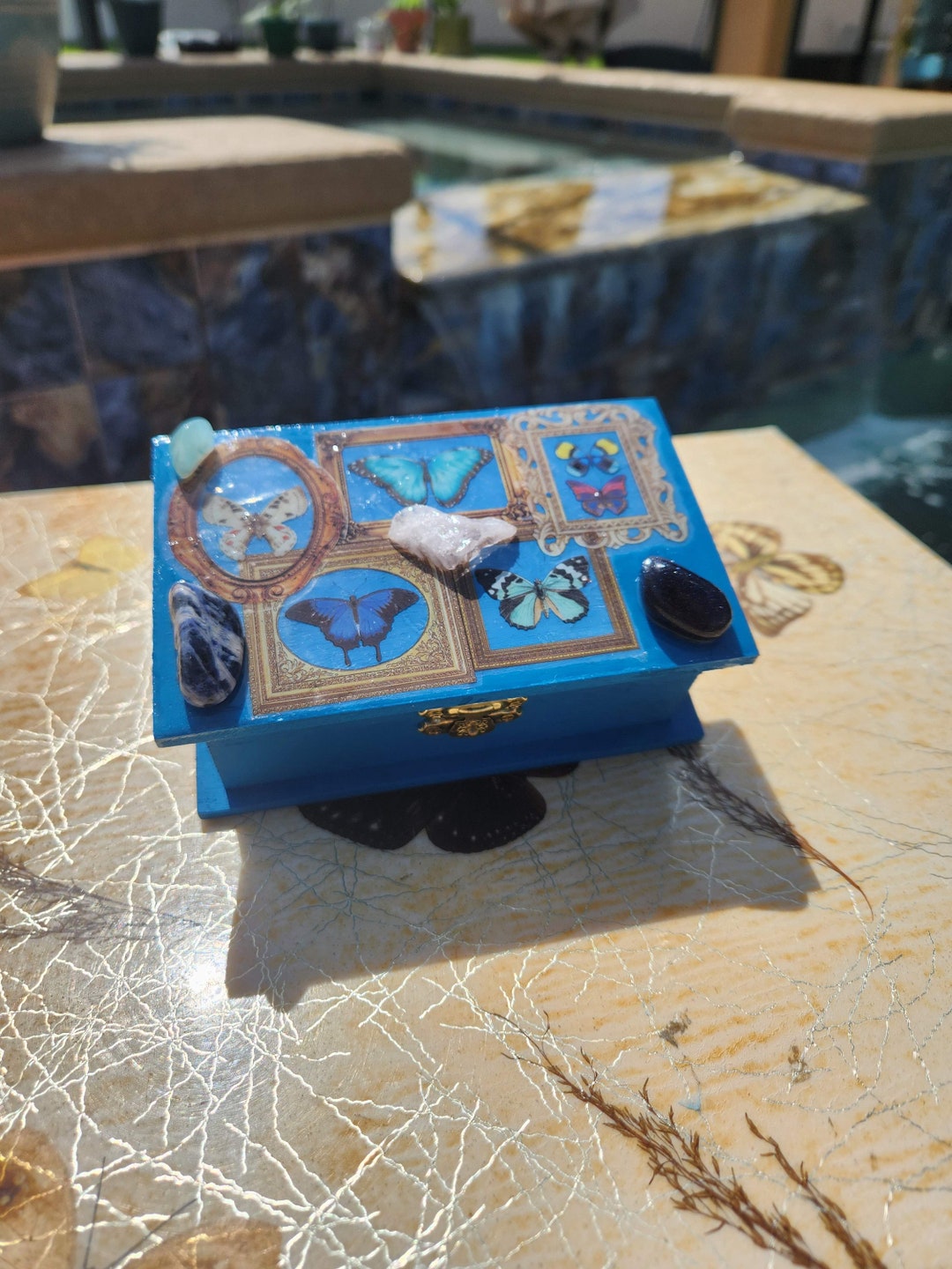 Small Trinket Box Butterfly Cottagecore Blue Box Cute Stash Box With ...