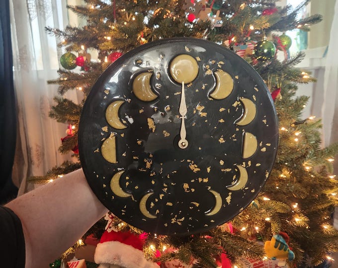 Lunar Clock Moon Phase 29 Day Cycle With Gold Leaf Sealed With Epoxy ...