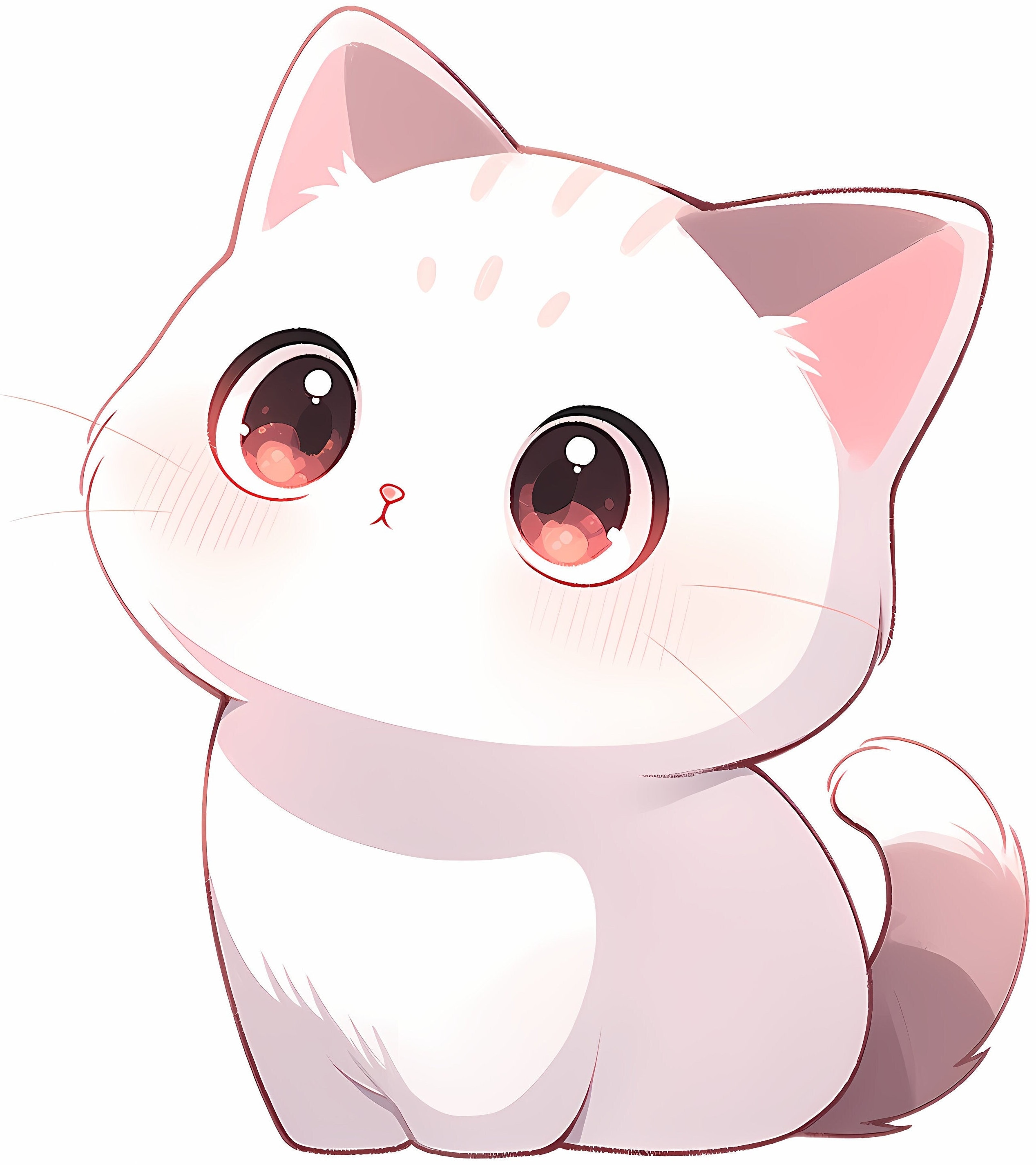 Kawaii Kitten Cat Clipart 50 PNG Bundle, Kitten Clipart Sticker, Cute ...