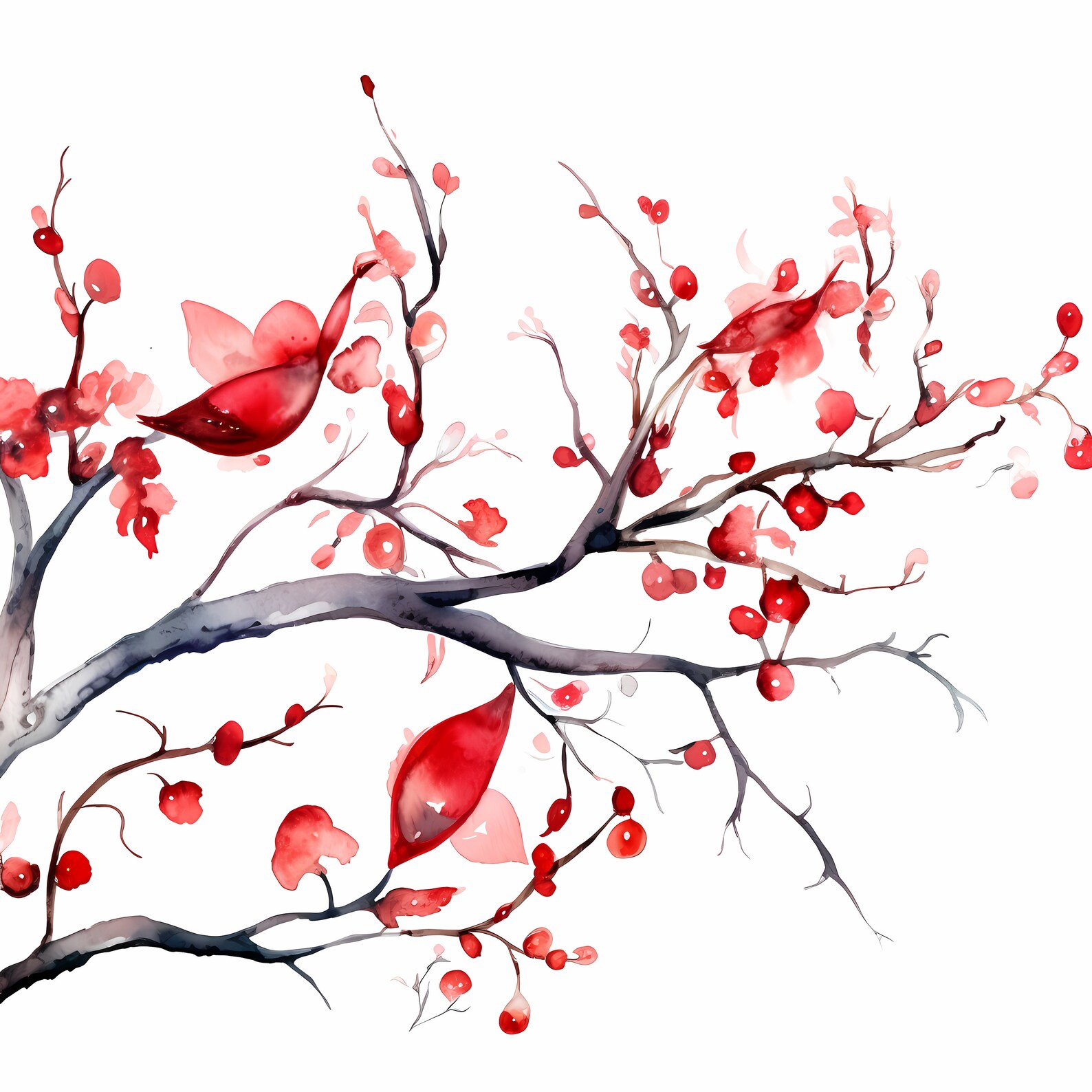 Watercolor Red Floral Clipart 50 Images PNG Bundle, Wedding Clipart ...