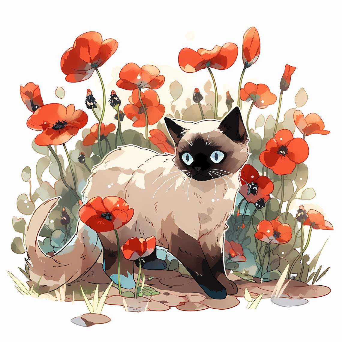 Siamese Cat Clipart Bundle 50 PNG Floral Clipart Cute Cat - Etsy