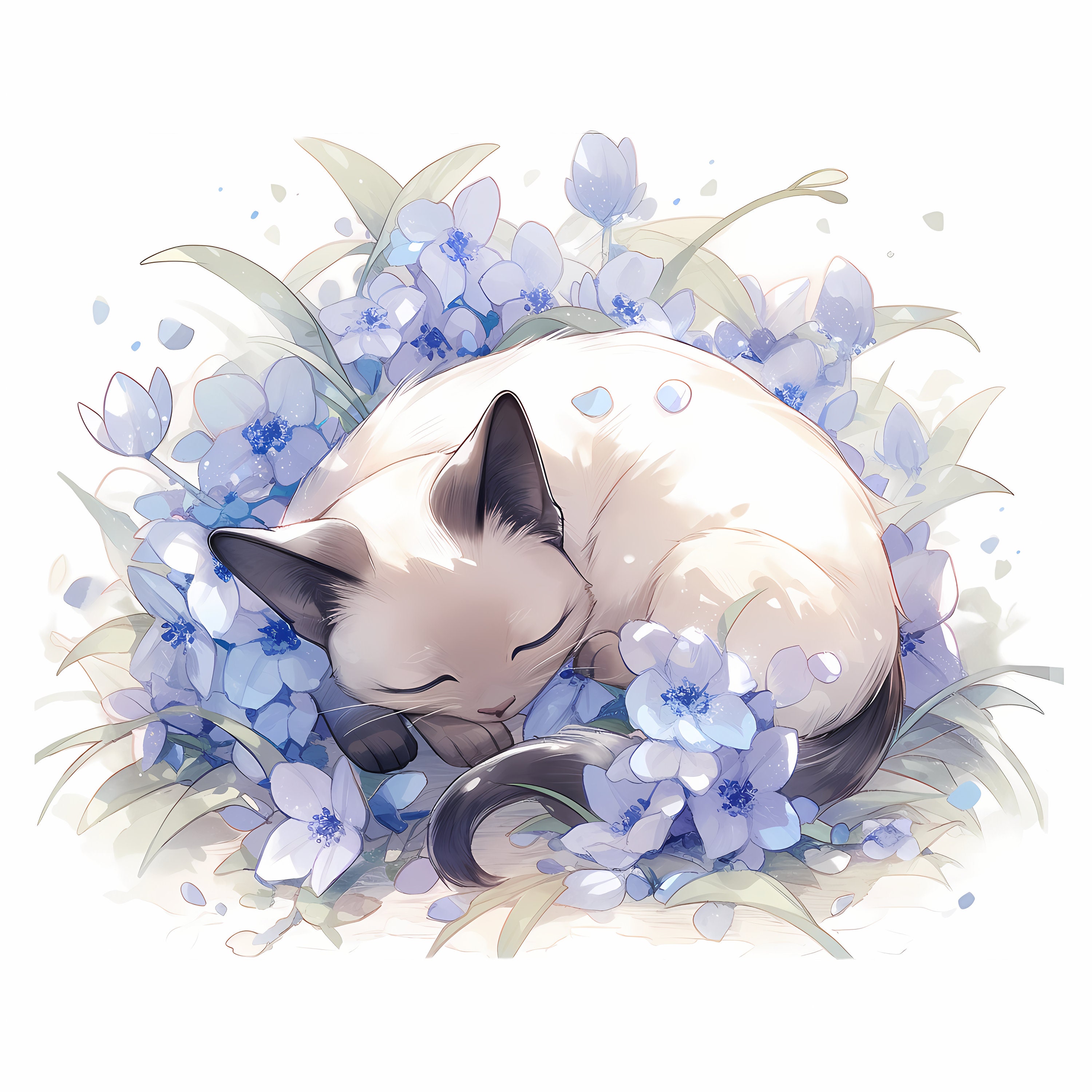 Siamese Cat Clipart Bundle 50 PNG Floral Clipart Cute Cat - Etsy