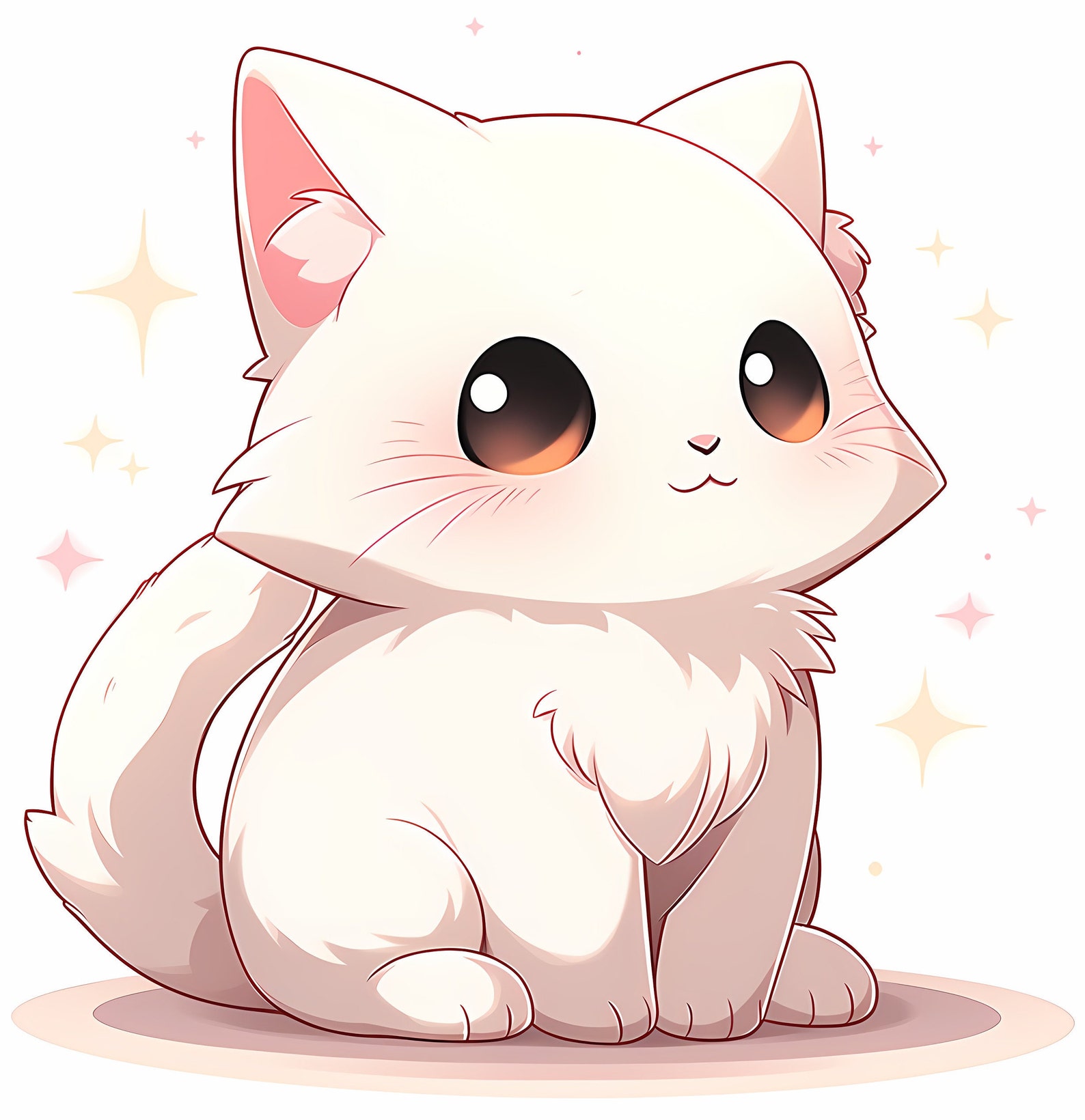 Kawaii Kitten Cat Clipart 50 PNG Bundle, Kitten Clipart Sticker, Cute ...