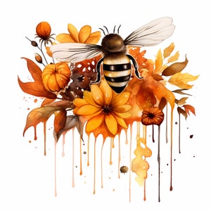 Watercolor Honey Bee Clipart 50 PNG Bundle, Garden Bee and Honey Drips ...