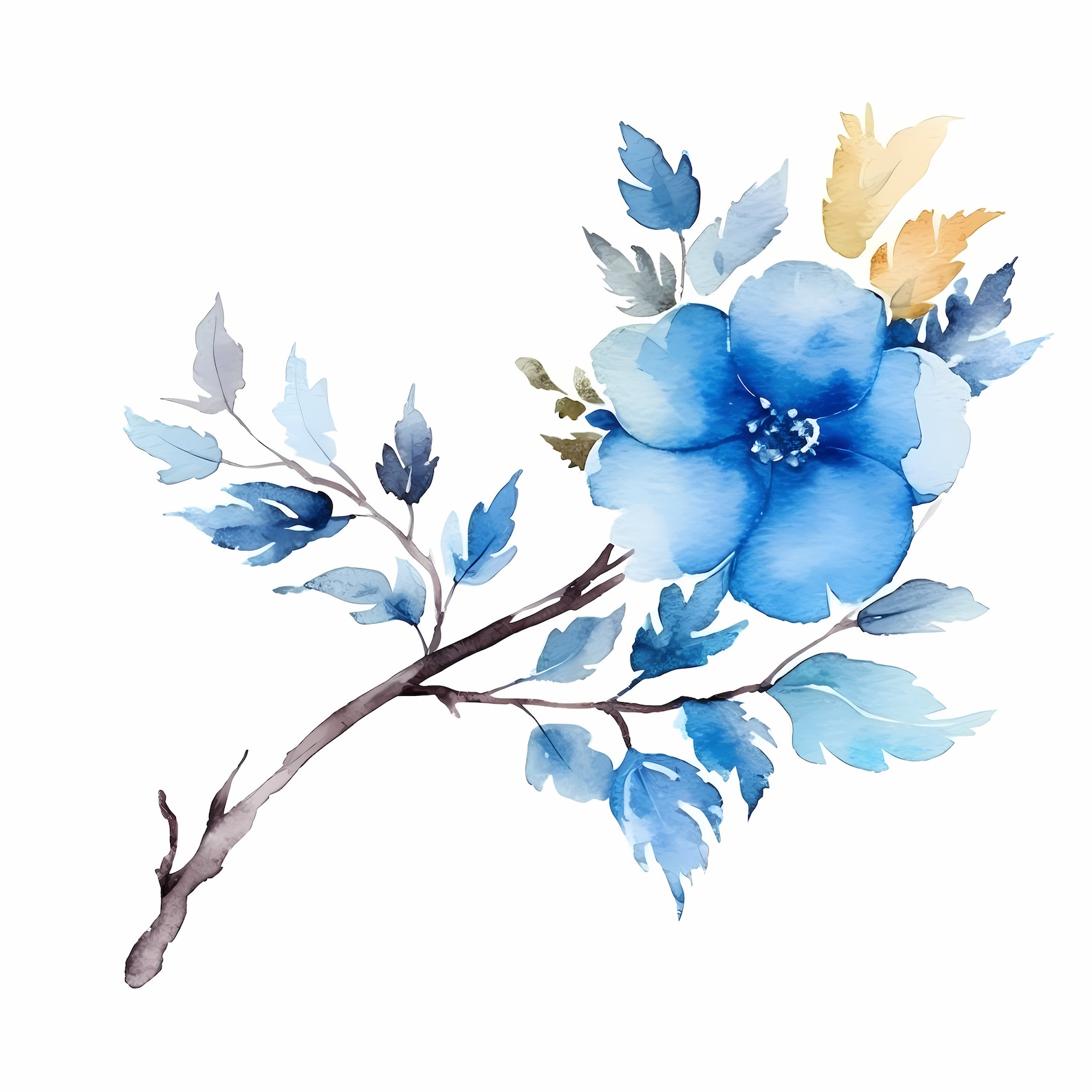 Watercolor Blue Floral Clipart 50 PNG Bundle, Wedding Clipart ...
