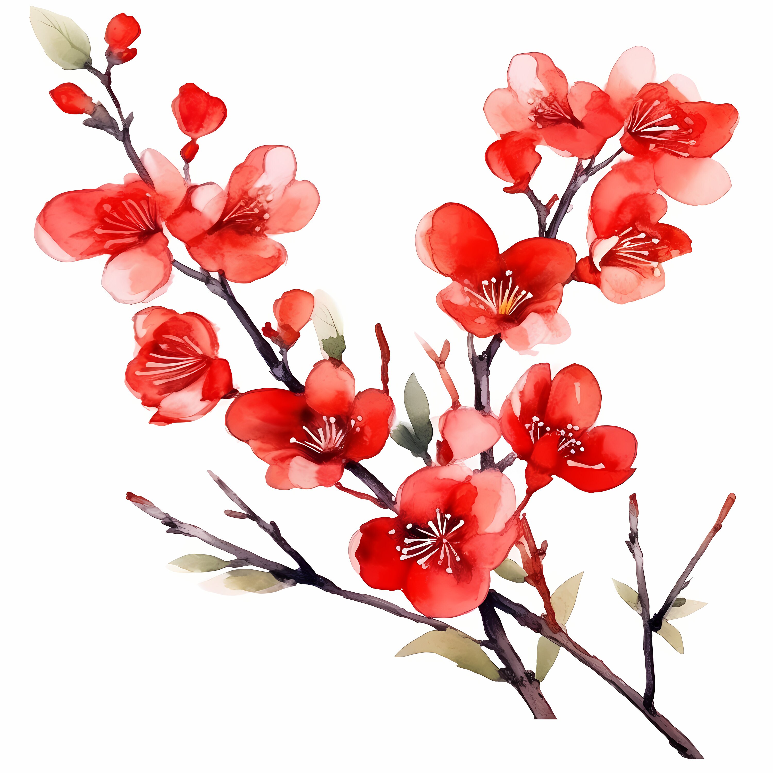 Watercolor Red Floral Clipart 50 Images PNG Bundle, Wedding Clipart ...