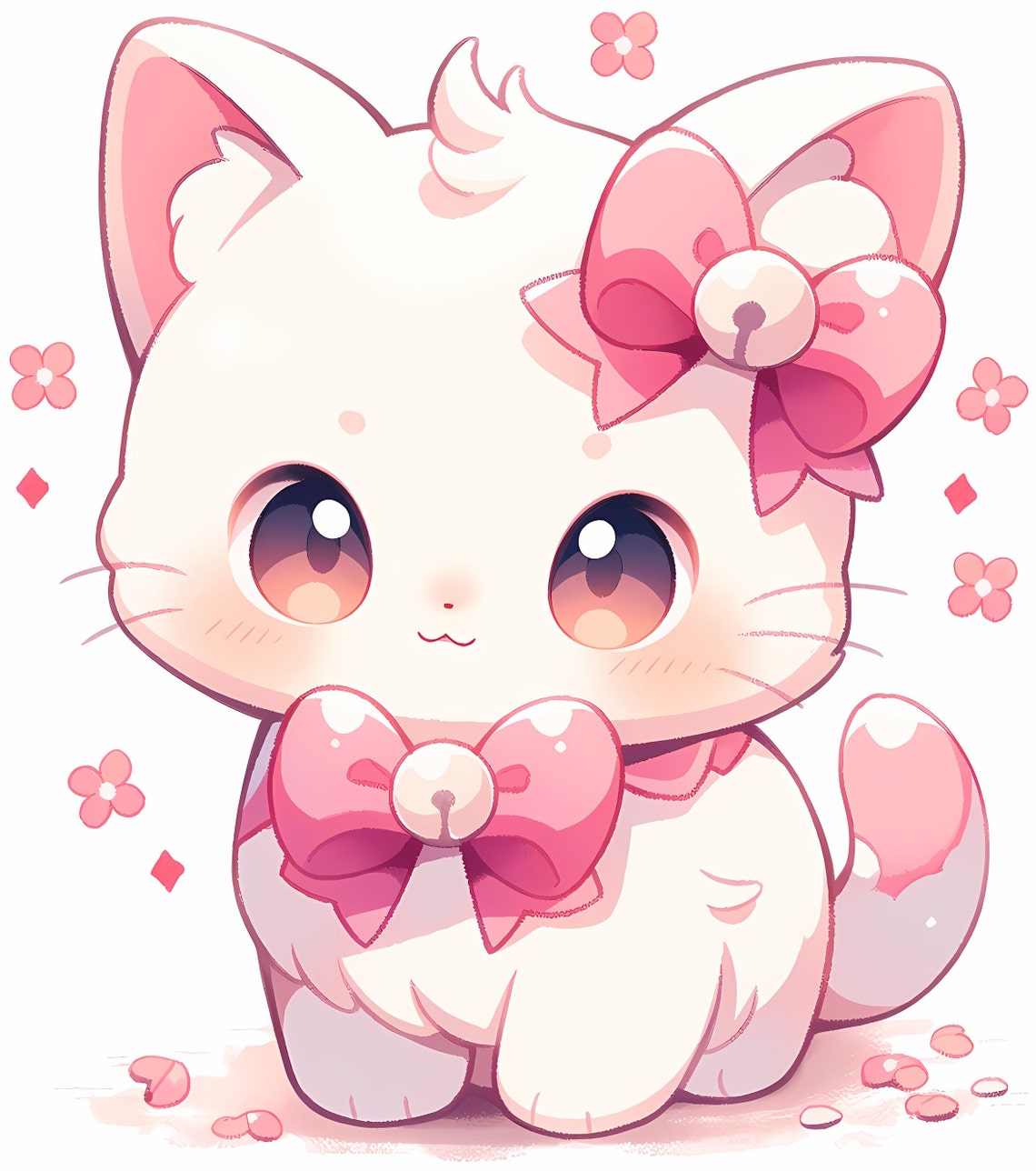 Kawaii Kitten Cat Clipart 50 PNG Bundle, Kitten Clipart Sticker, Cute ...