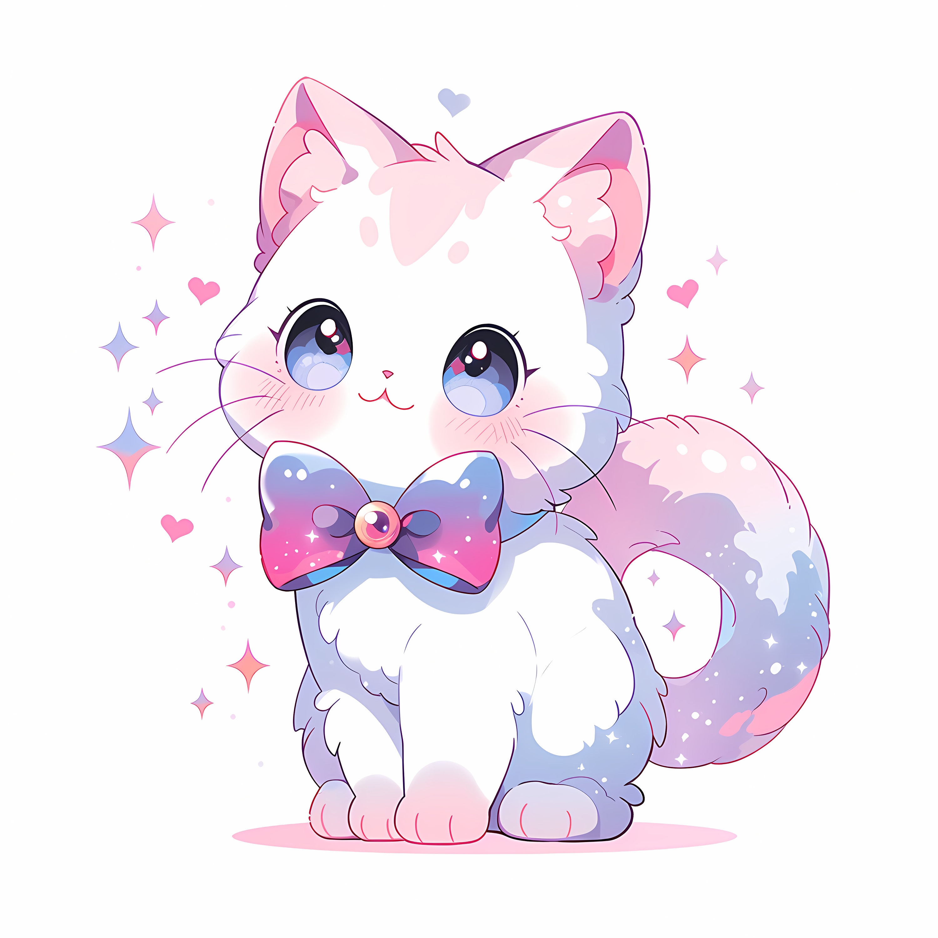 Kawaii Kitten Cat Clipart 50 PNG Bundle, Kitten Clipart Sticker, Cute ...
