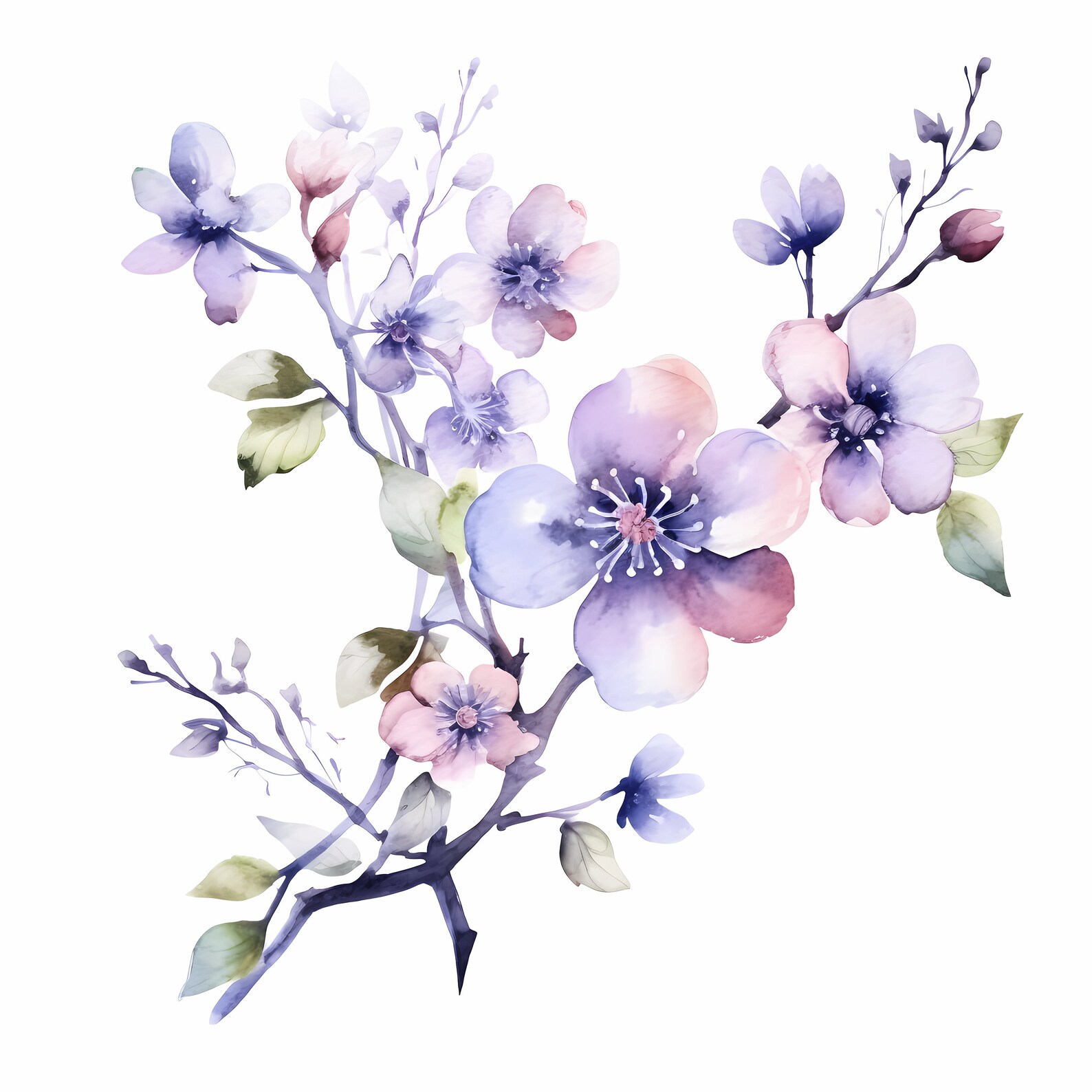 Watercolor Violet Floral Clipart 50+ PNG Bundle, Wedding Clipart ...