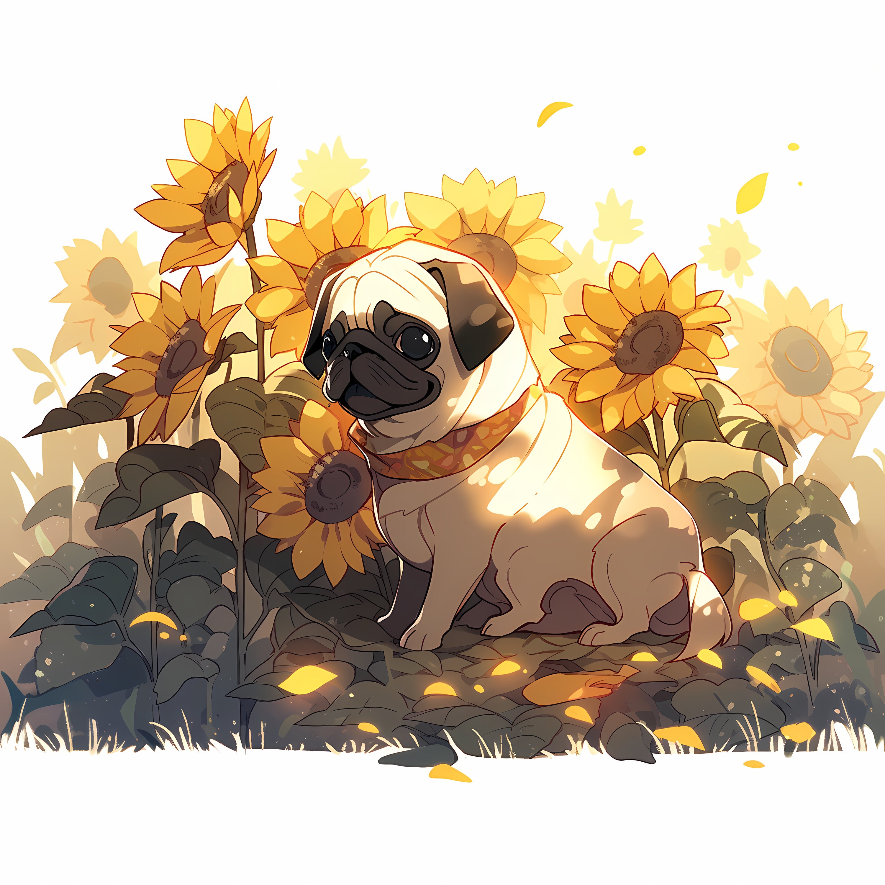 Pug Dog Clipart Bundle 45 PNG, Pug Clipart, Floral Dog Art, Dog ...