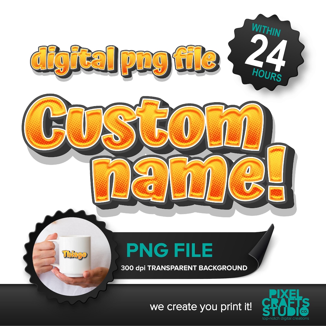 Custom Name Custom Text Comic Gradient Design Png File Digital Png File ...