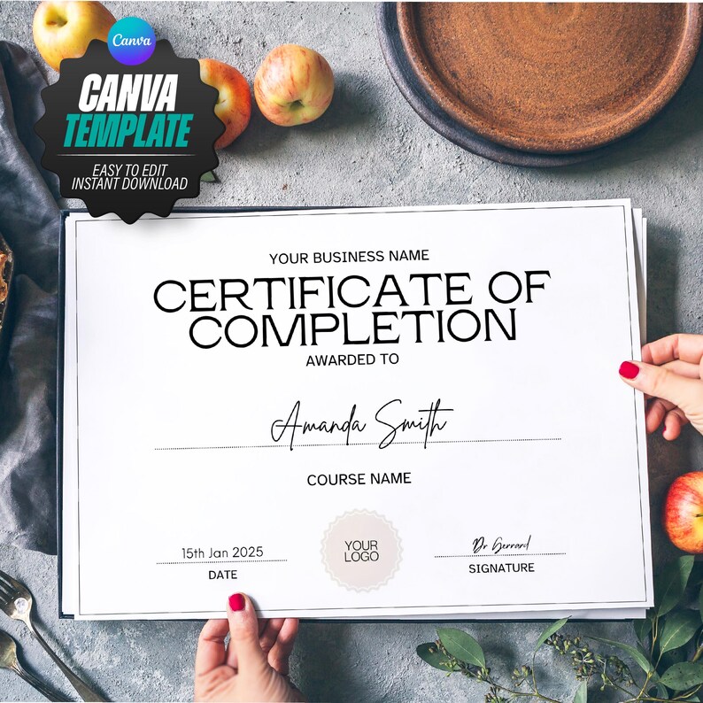 Editable Certificate Template, Canva Template, Editable Template ...