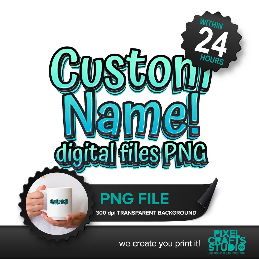 Colourful Custom Name Png File, Printable Designs, Gradient Turquoise ...