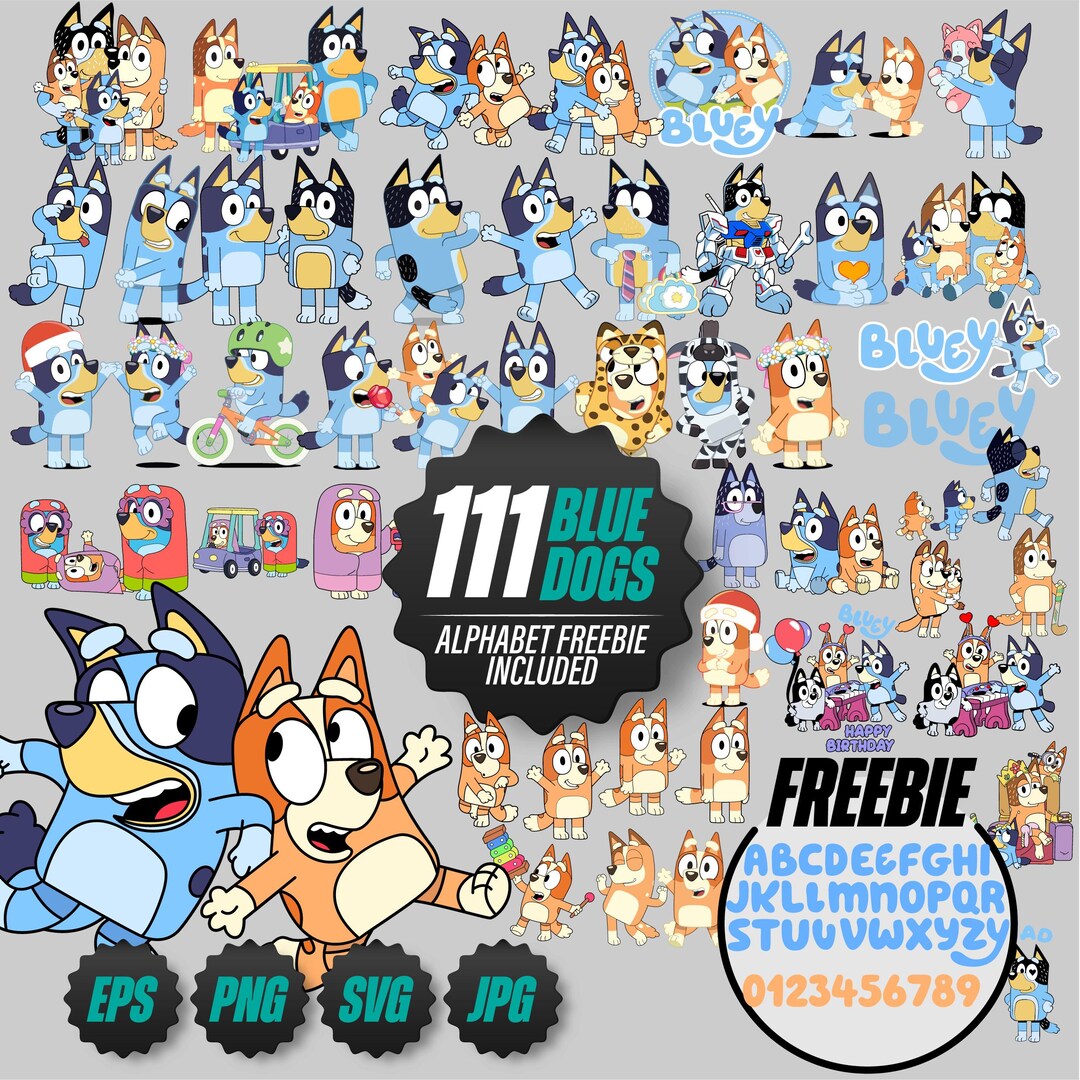Blue Dog SVG PNG Bundle, Cartoon Dog, Cartoon Characters, Blue Dog ...