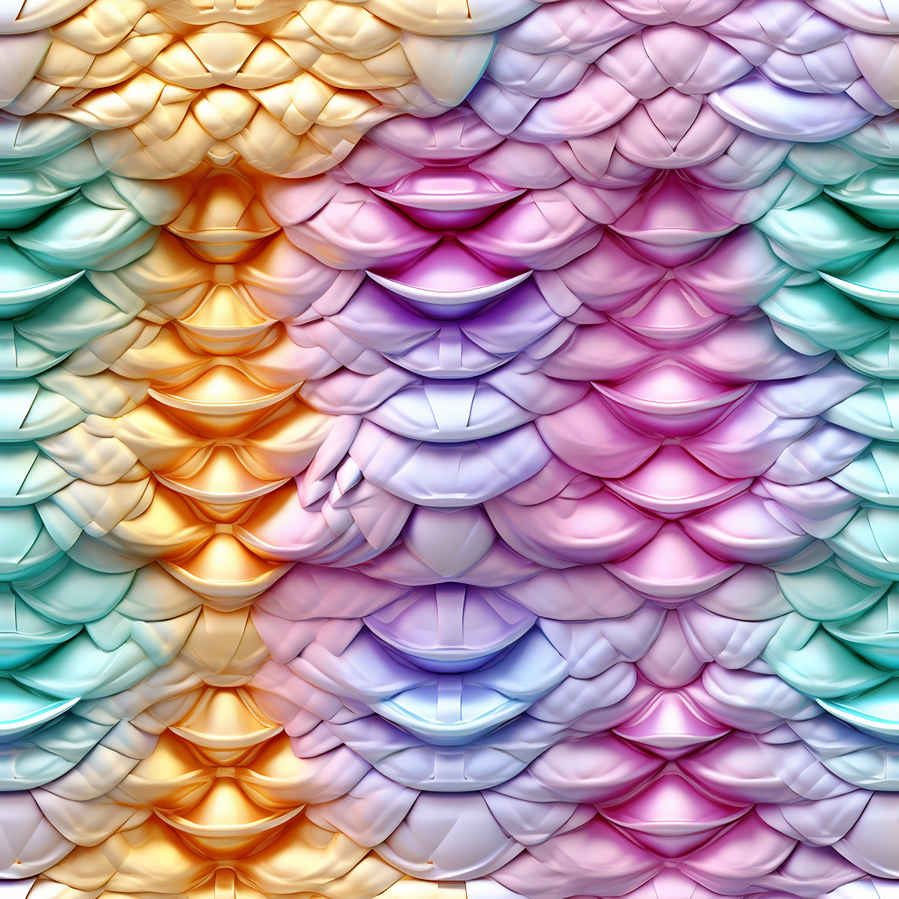 3D Inflated Rainbow Puff Pattern Printable Digital Paper Seamless ...