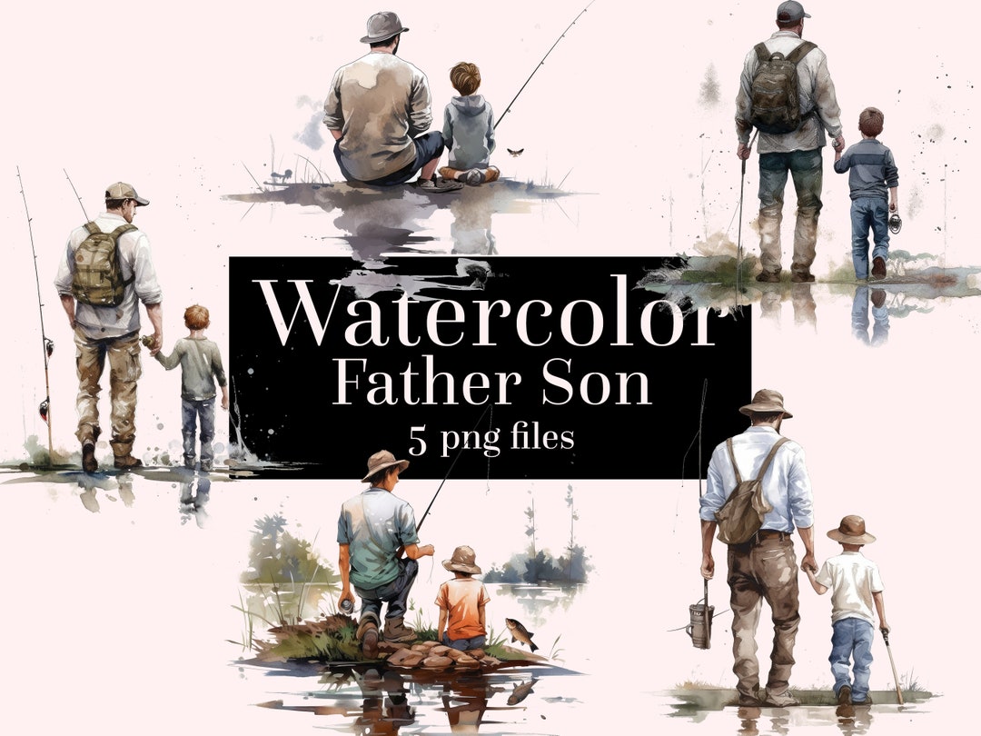 5 PNG Watercolor Father Son Clipart Bundle PNG Digital Art - Etsy