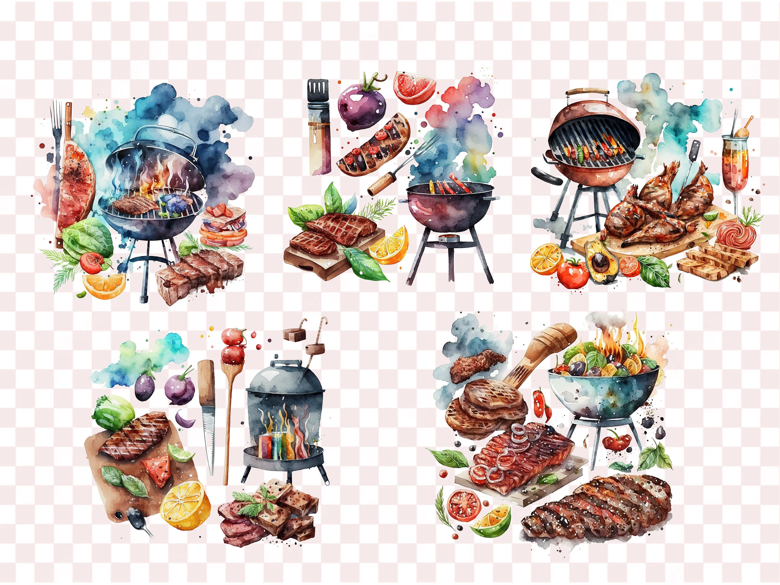 9 PNG Watercolor Bbqs Clipart Bundle PNG Digital Art - Etsy UK