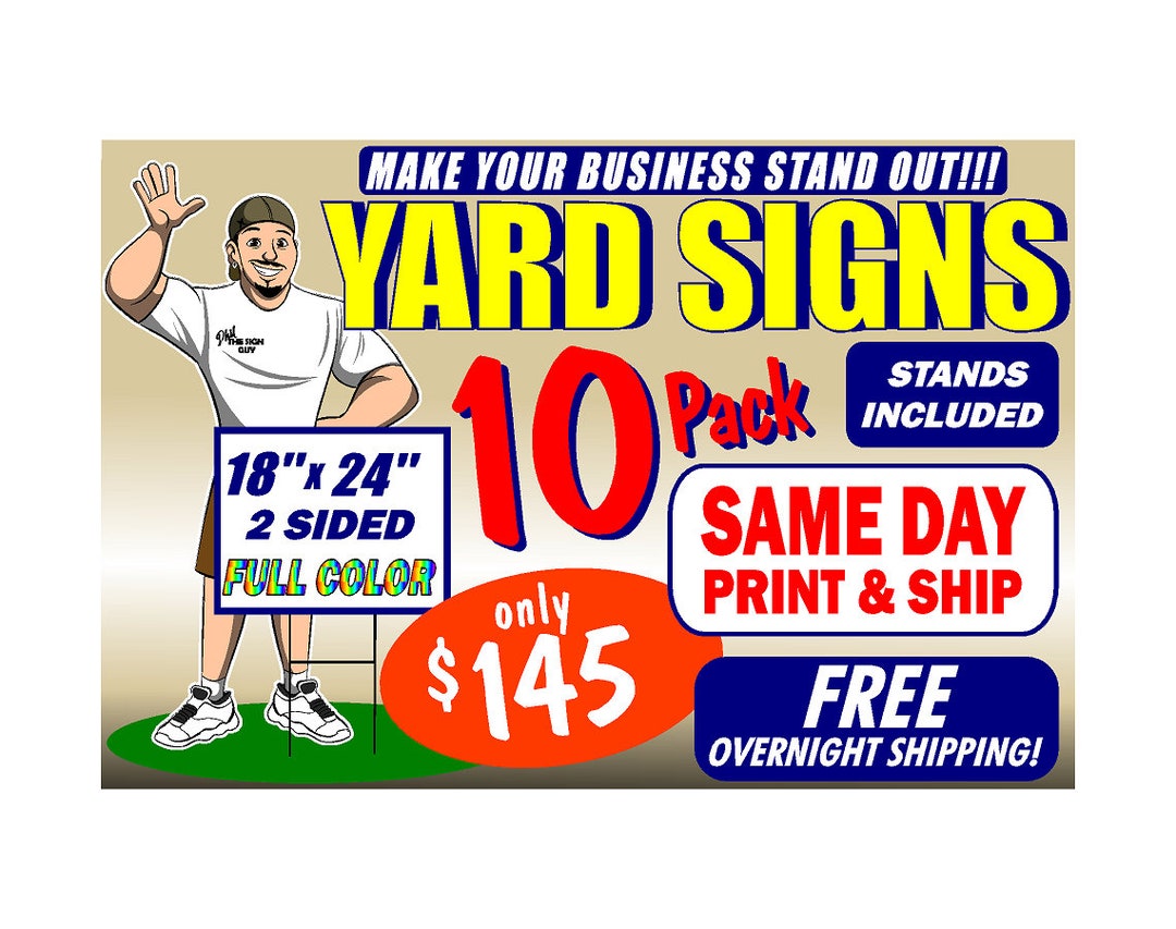 Custom Printed Yard Signs With Stakes - 24x18, UV Ink, 10-pack - Etsy