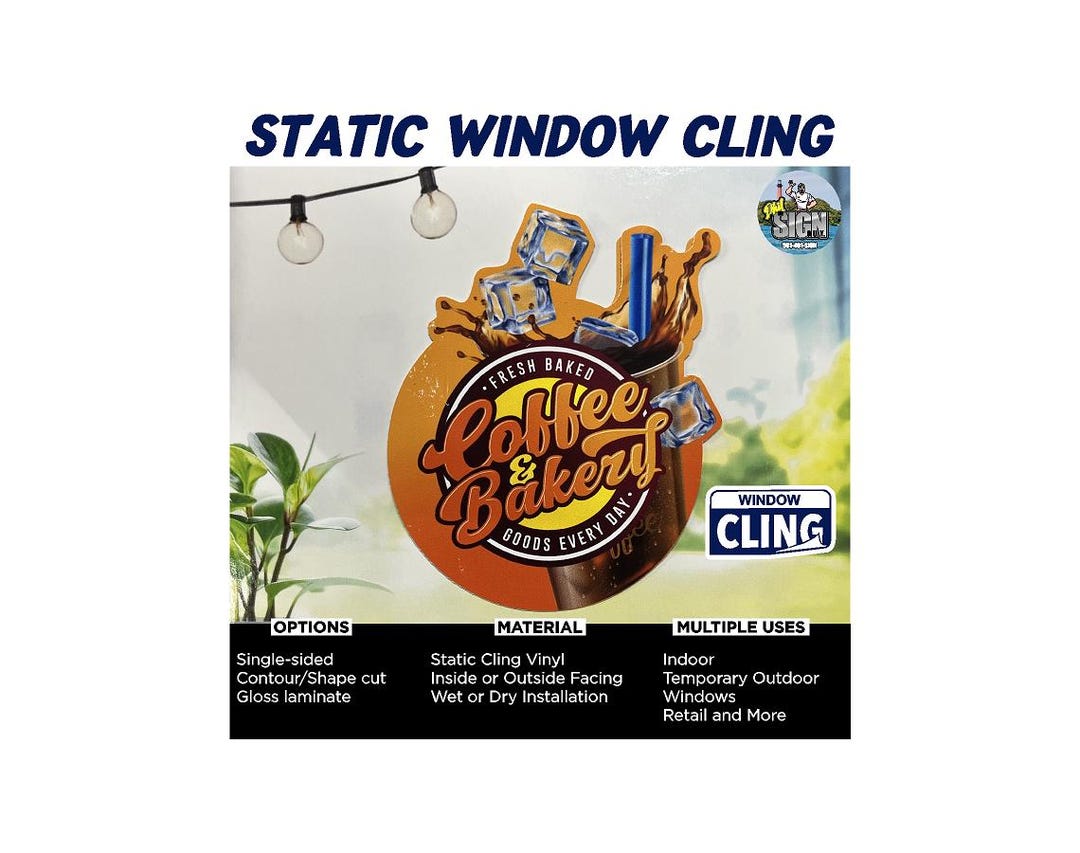 Custom Static Cling Window Decal: Reusable Vinyl Business Logo Sign - Etsy