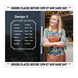 Custom Store Hours Vinyl Decal, Hours of Operation, Restaurant Window ...