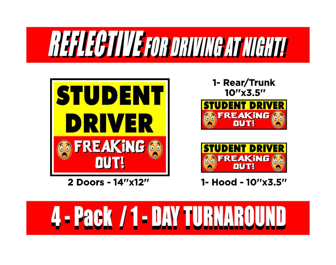 Student Driver Sign Reflective Magnets_4 Pack of Mags Free Shipping_new ...