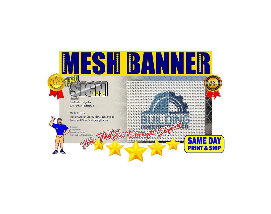 Custom Mesh Banner for Construction Sites – Outdoor Fence Sign – Wind ...