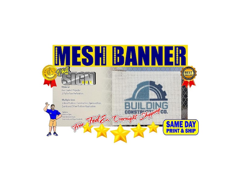 Custom Mesh Banner for Construction Sites – Outdoor Fence Sign – Wind ...